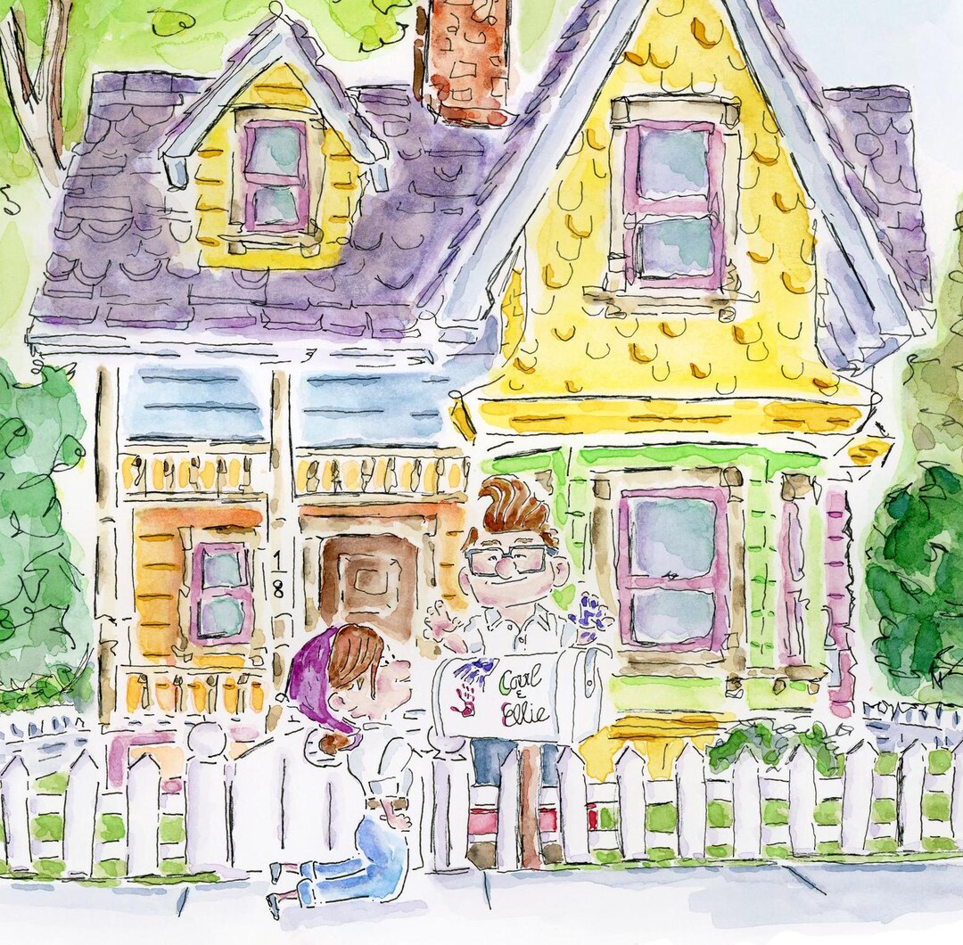 Up Personalized Carl and Ellie Mailbox Disney Watercolor | up Pixar ...