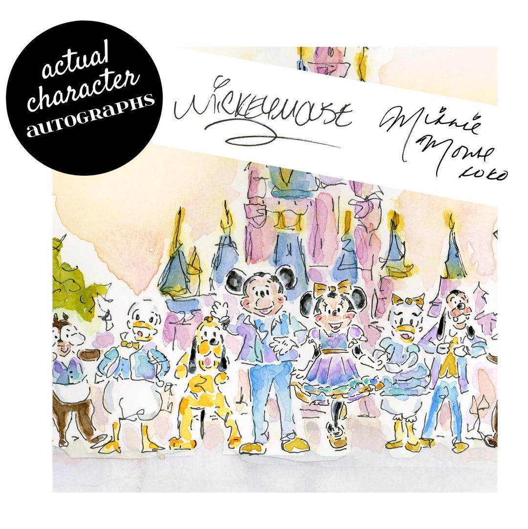 Walt Disney World Character Autograph Watercolor Print | Disney ...