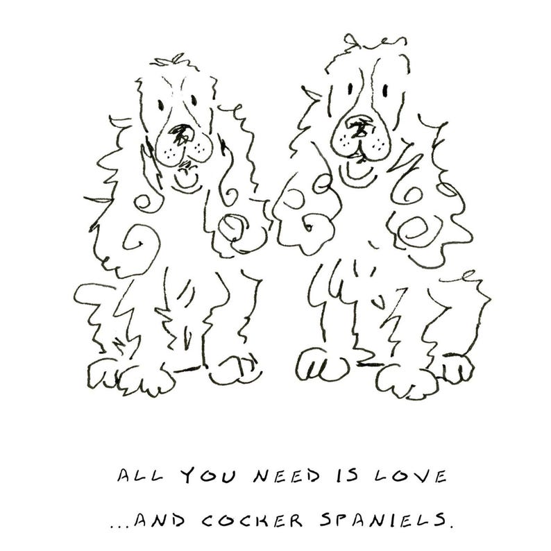 Cocker Spaniel Sketch Art Print: Minimalist Dog Portrait (digital ...