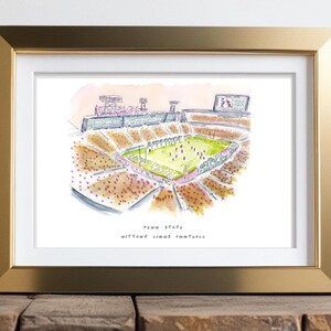 Penn State Beaver Stadium Watercolor Art Print: Nittany Lions Football ...
