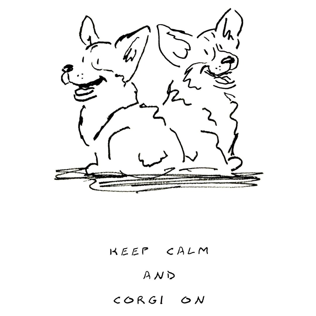 Corgi Art Print: Minimalist Dog Outline Drawing (digital Download) - Etsy
