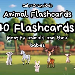 Animals and Their Babies | Cute Design | 40 Flashcards for Kids ...