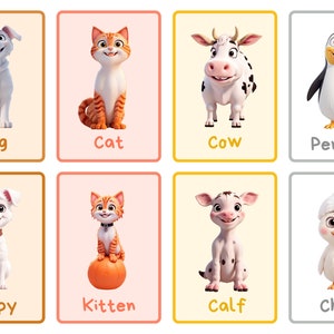 Animals and Their Babies | Cute Design | 40 Flashcards for Kids ...