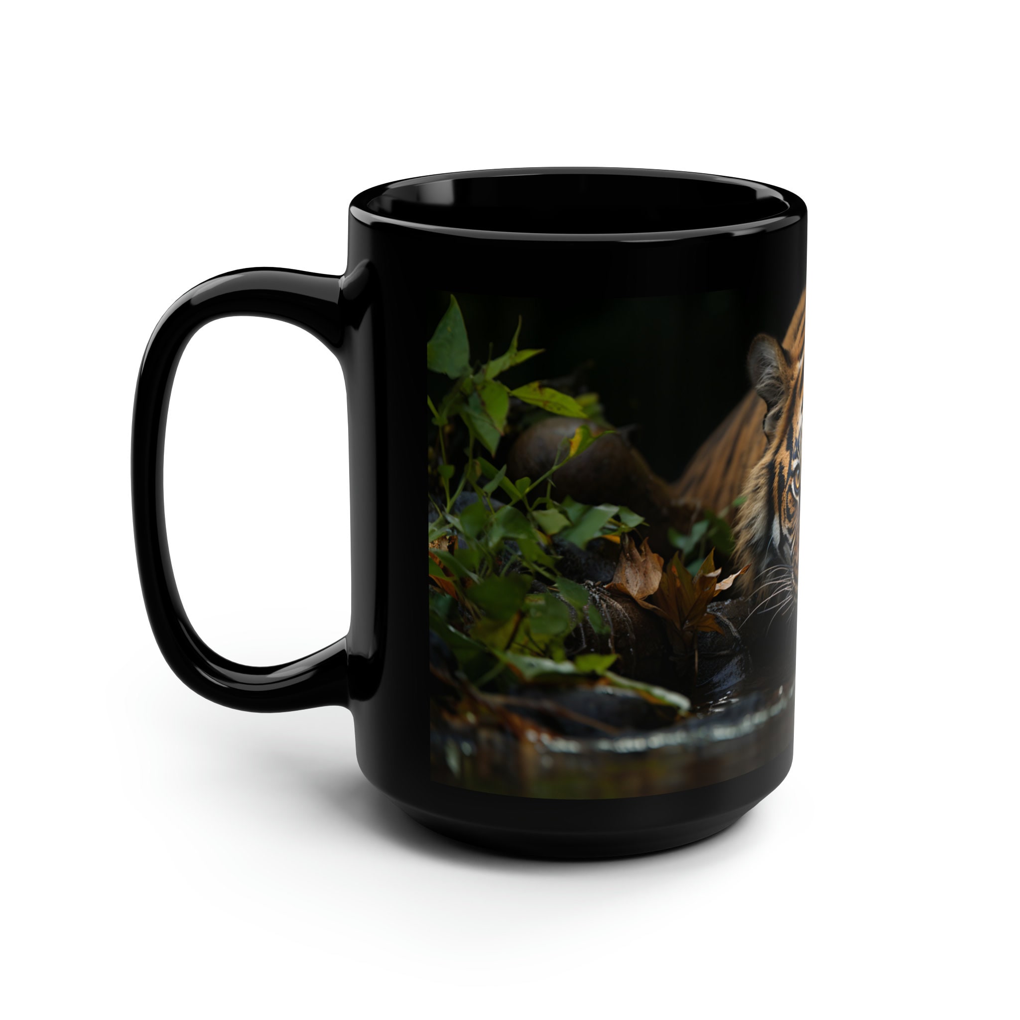 Tiger Face Mug | Nature-themed Mug | Black Ceramic | 15oz - Etsy