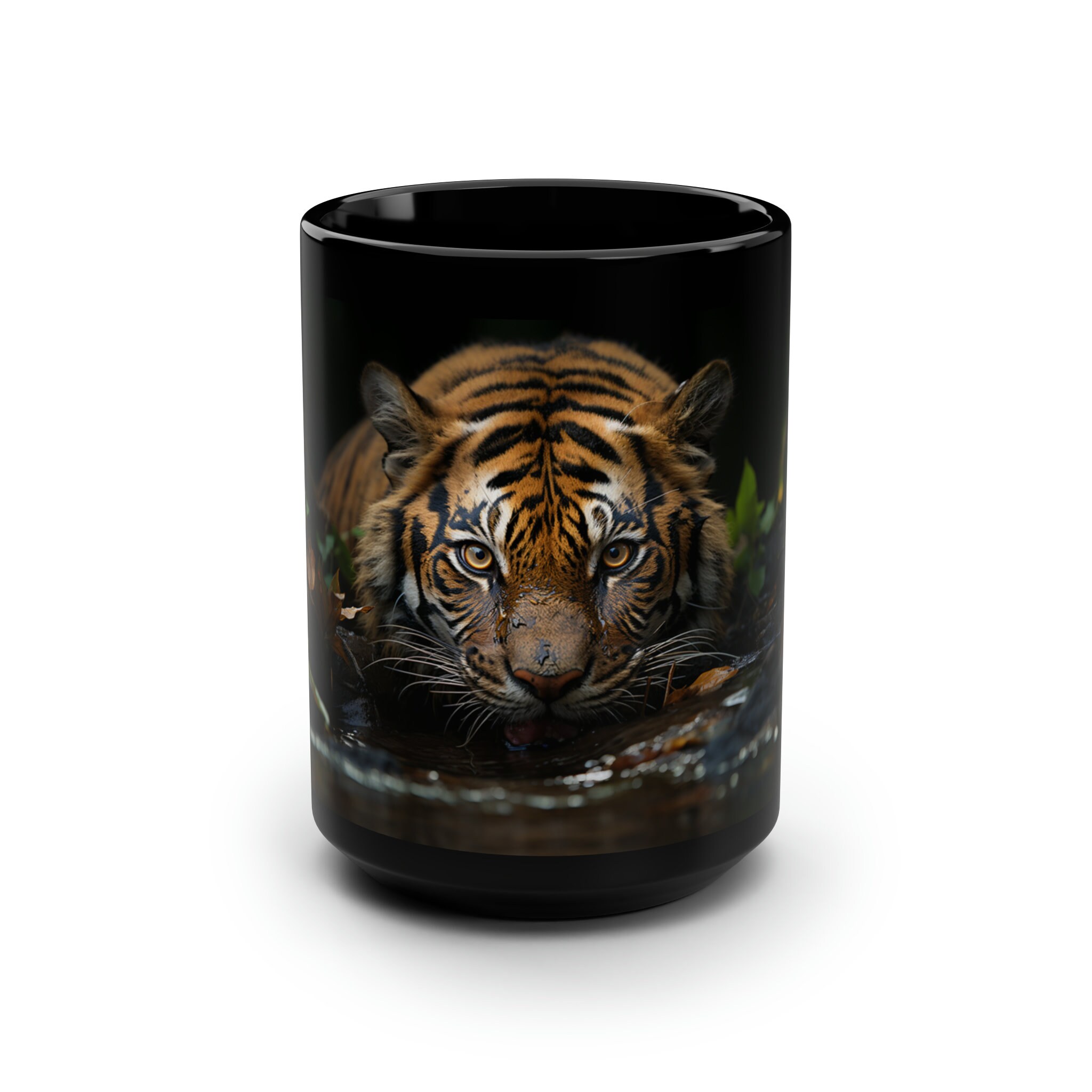 Tiger Face Mug | Nature-themed Mug | Black Ceramic | 15oz - Etsy