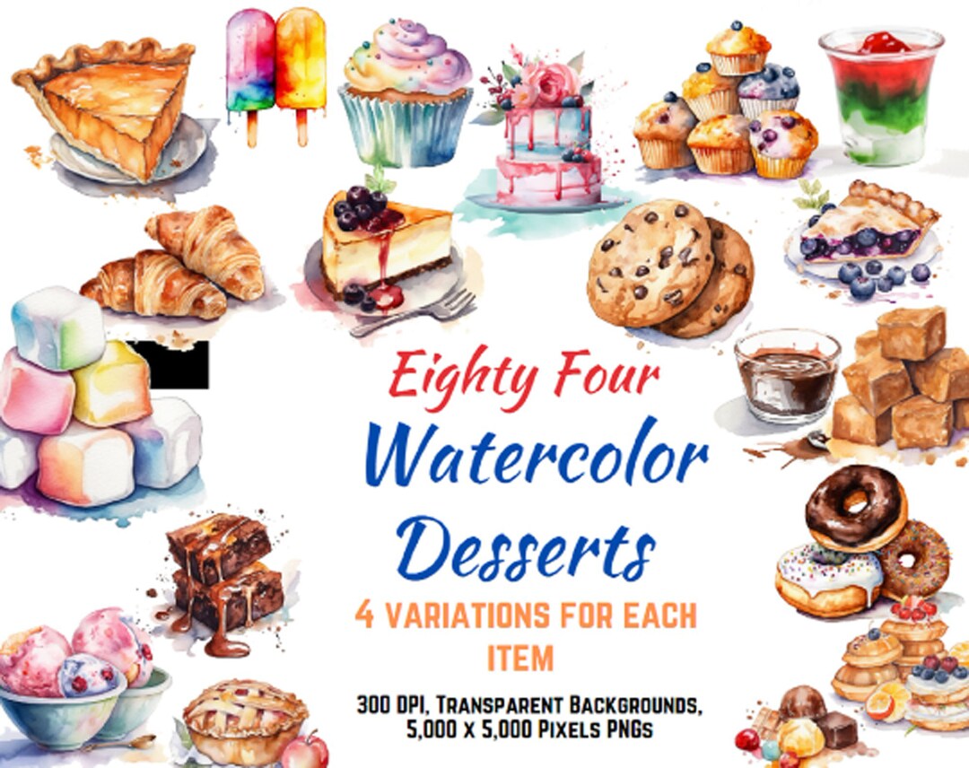 DESSERTS CLIPART, Cakes, Pies, Donuts, Fudge, Popsicles, Danish ...