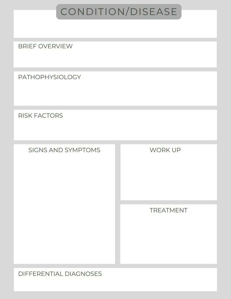 DISEASE WORKSHEET - Etsy