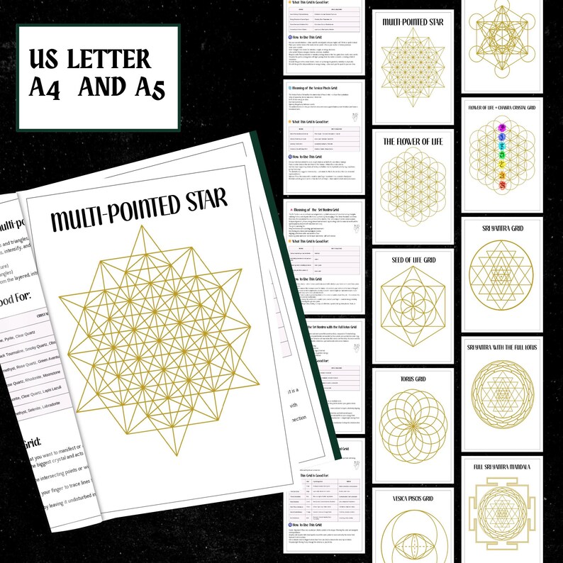 Printable Crystal Grid Set | Sacred Geometry, Manifestation (PDF) - Etsy