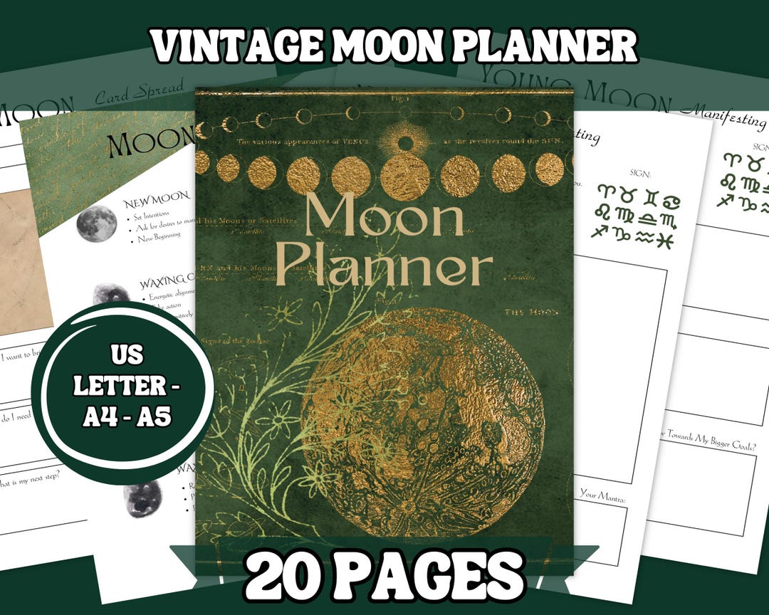 Moon Planner Printable | Lunar Magic Grimoire Pages (PDF) - Etsy