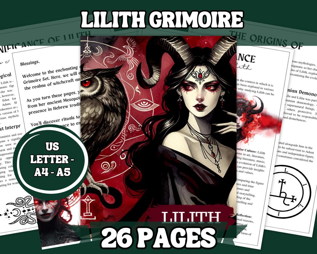 Lilith Grimoire Printable | 26 Page Witchcraft Guide | Digital Download PDF | Dark Goddess Magic ...