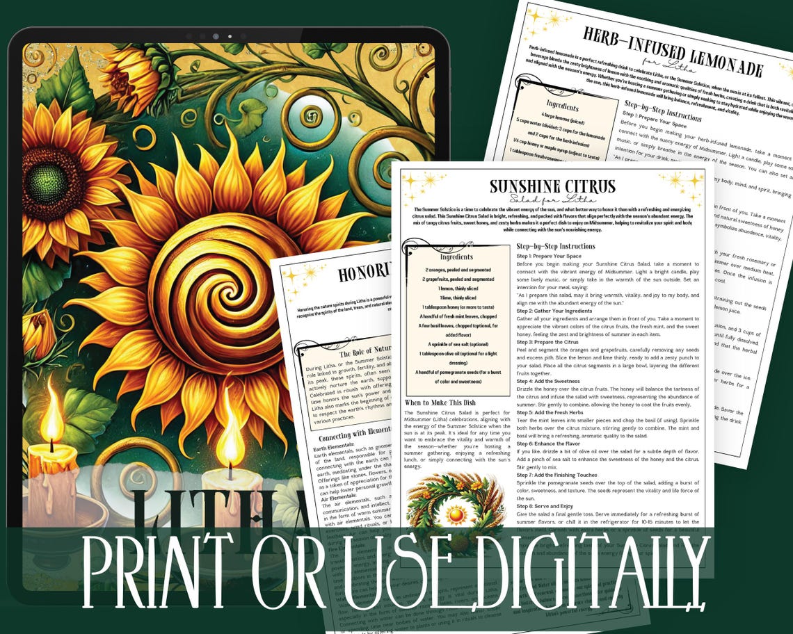 Litha Sabbat Guide Printable | Summer Solstice Rituals, Spells (PDF) - Etsy