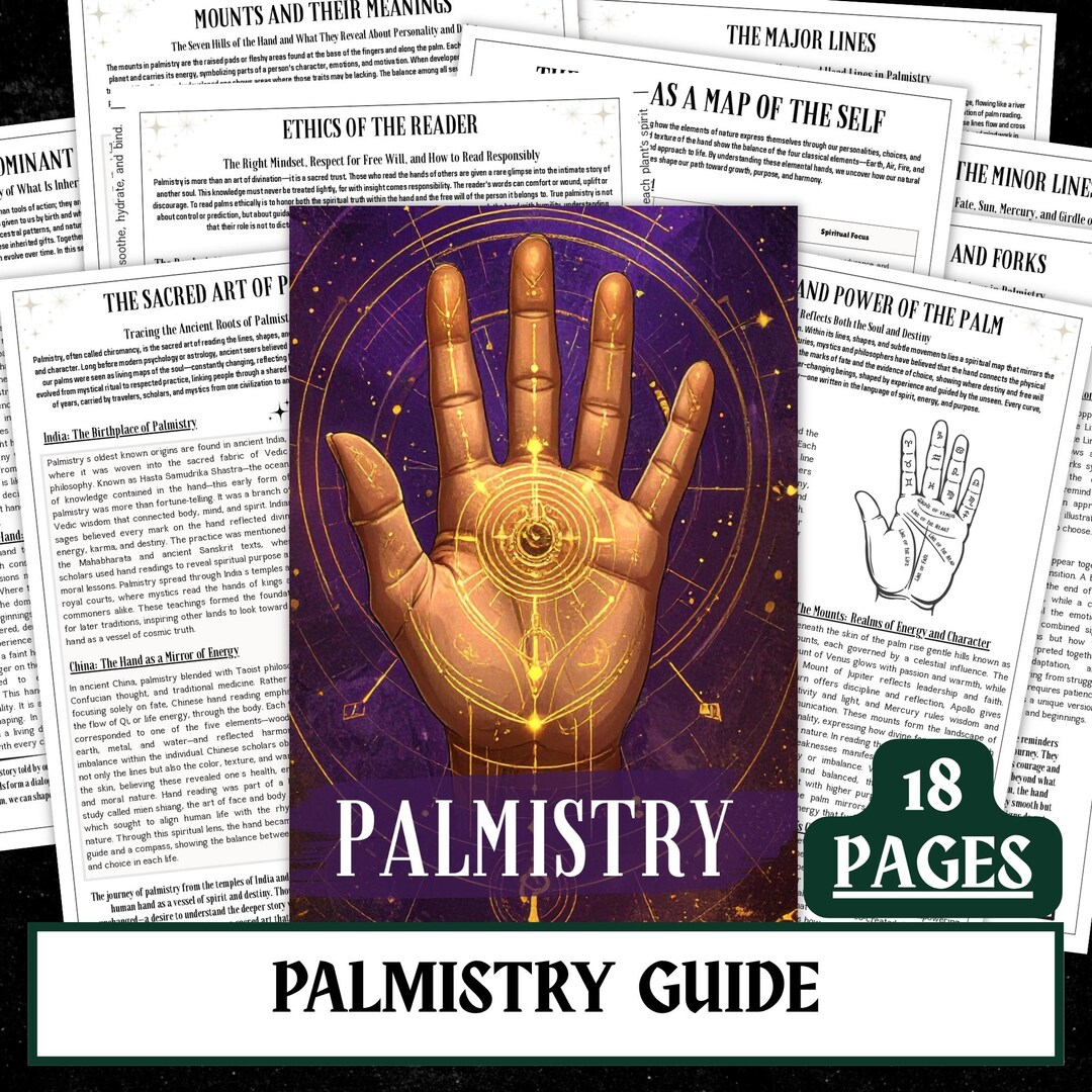 Palmistry Guide Printable | Hand Reading Book of Shadows (digital ...