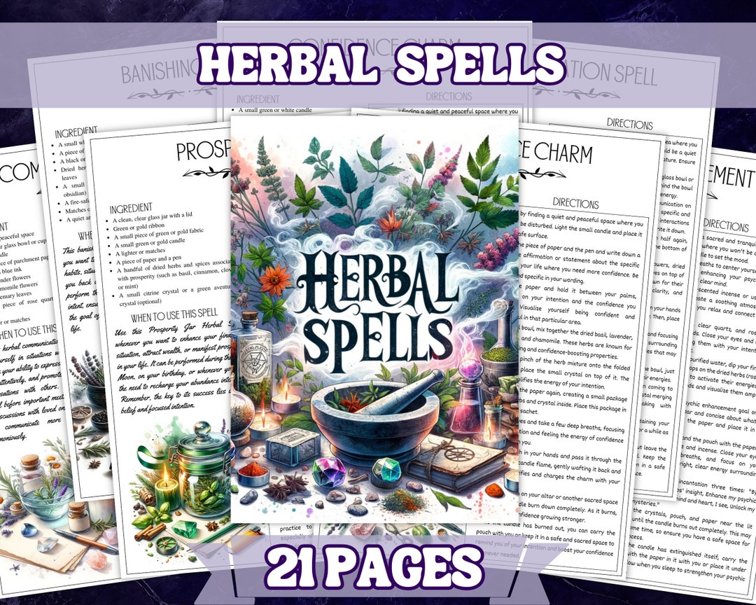 Printable Herbal Spells Set 20 Spells A4 Size , Printable Grimoire ...