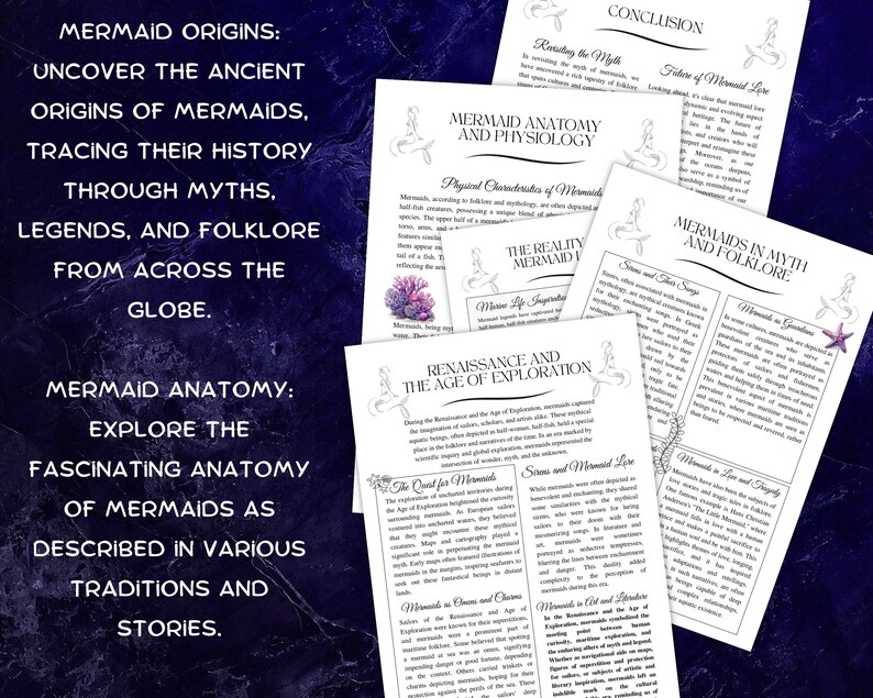Mermaids the History Legend and Folklore , Printable Grimoire Pages and ...