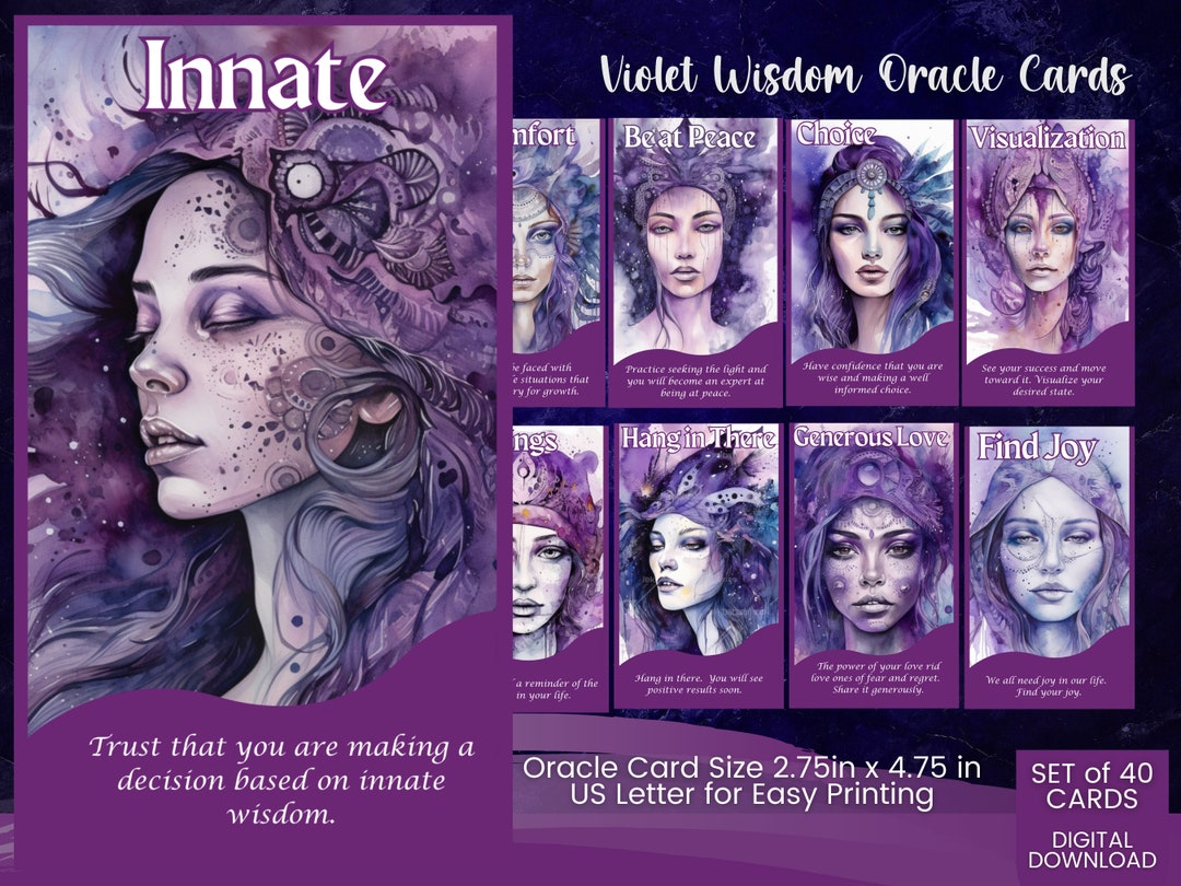 Violet Wisdom Oracle Cards , 44 Cards , US Letter Size , Instant ...
