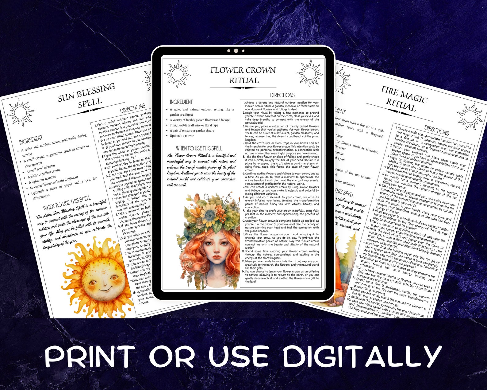 Printable Litha Spells Set 10 Summer Solstice Rituals A4 Size ...