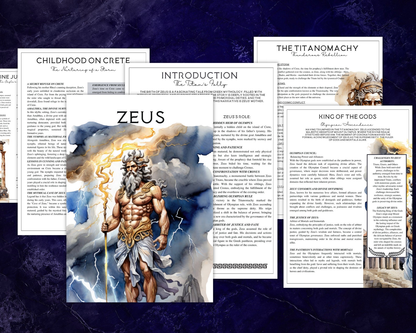 Divine Zeus Mythology Printable Set 17 Pages A4 Size , Printable Grimoire Pages , Book of Shadow ...