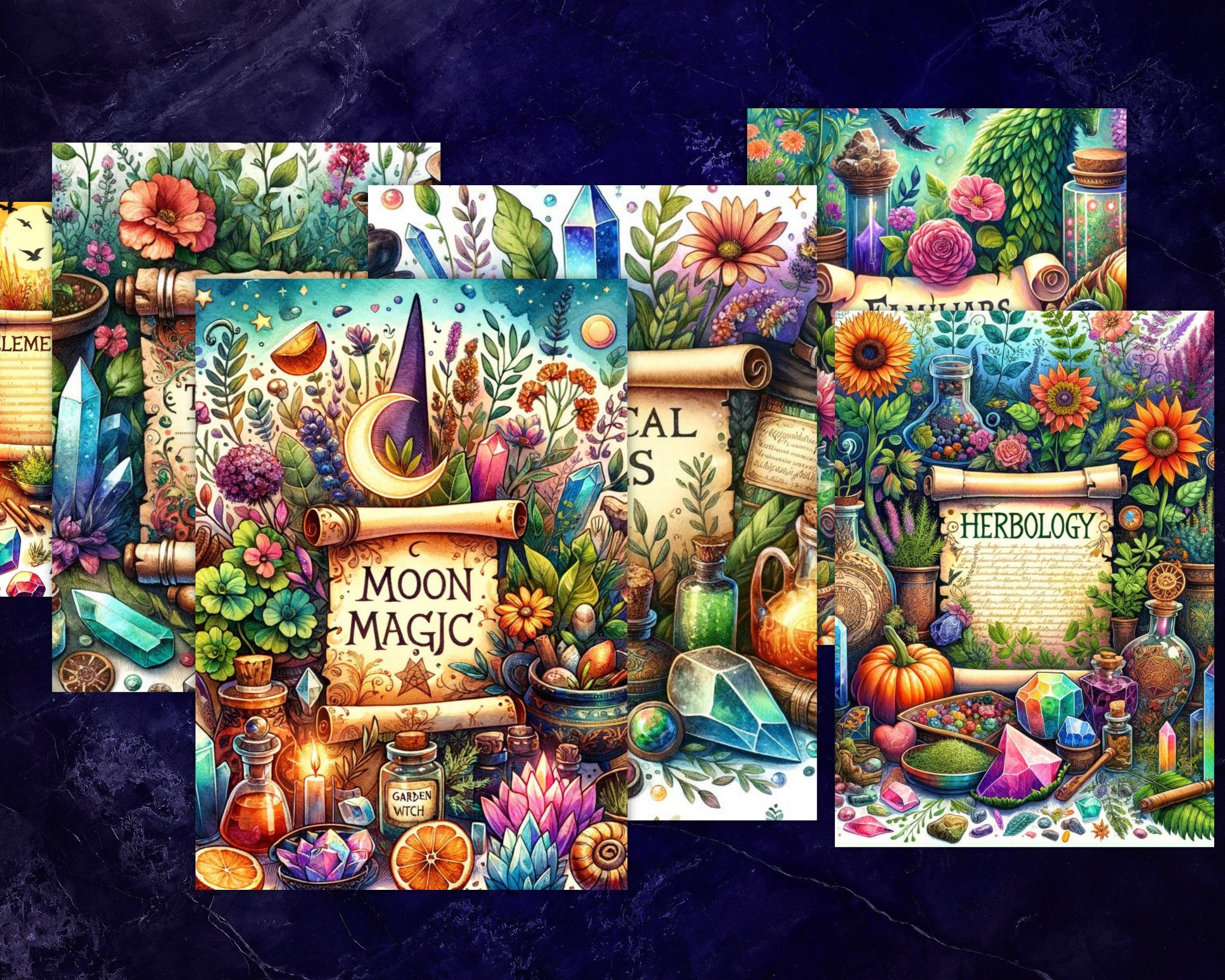 Printable Garden Witch Theme Grimoire Divider Pages Complete Set of 31 ...