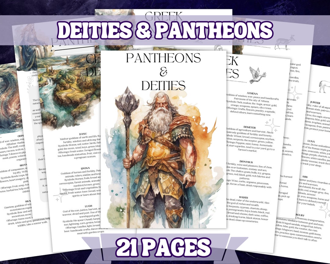 Deities and Pantheons Printable Grimoire Pages Collection Intro to ...