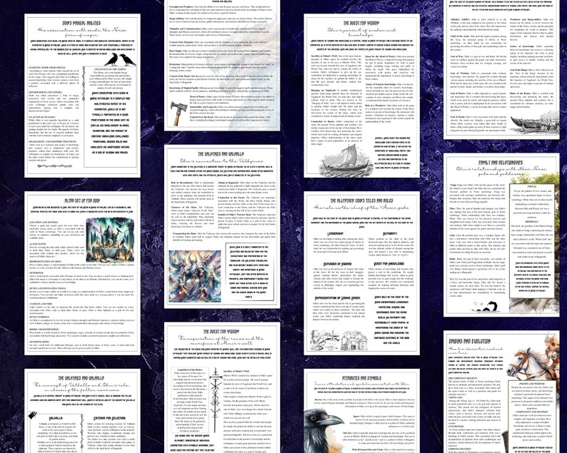 Odin Mythology Printable Set Norse God of Wisdom and War, Printable ...