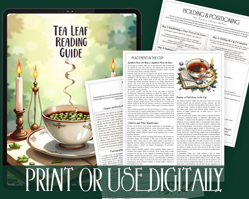 Tea Leaf Reading Guide Printable | Tasseography Symbols (PDF Pattern ...