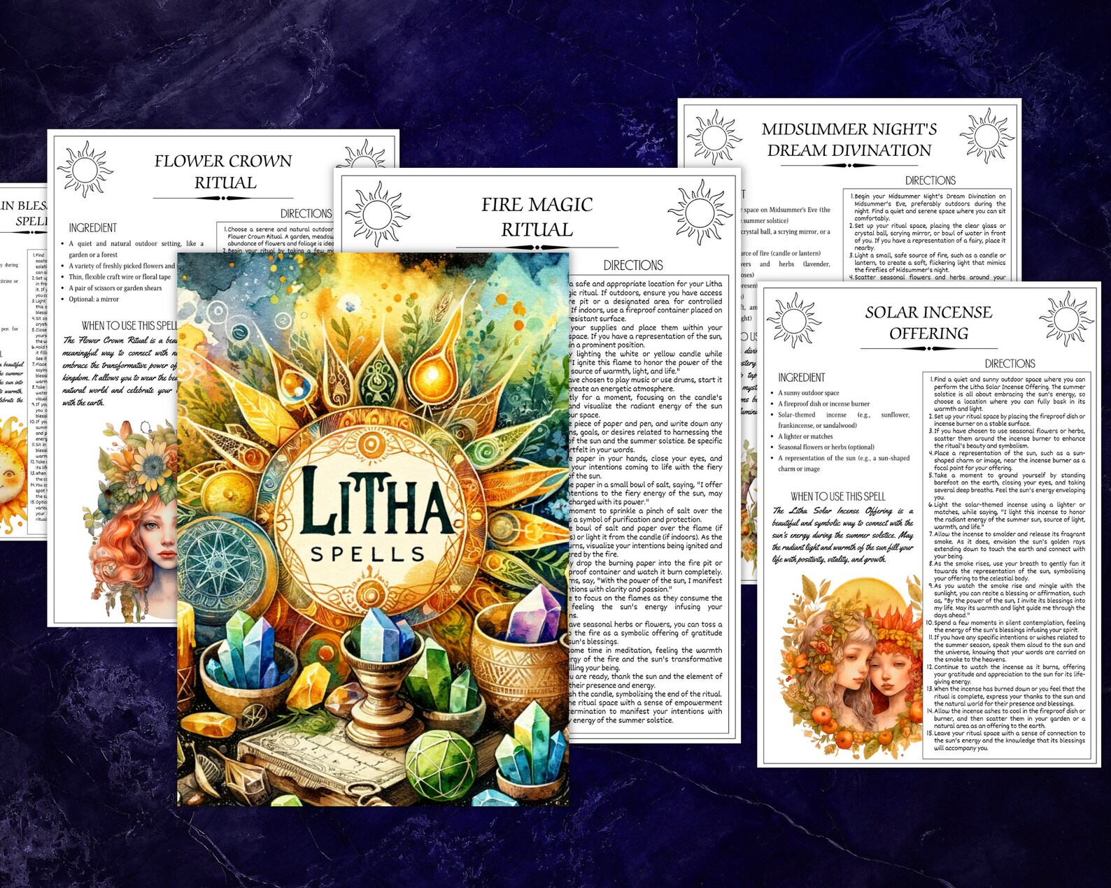 Printable Litha Spells Set 10 Summer Solstice Rituals A4 Size ...
