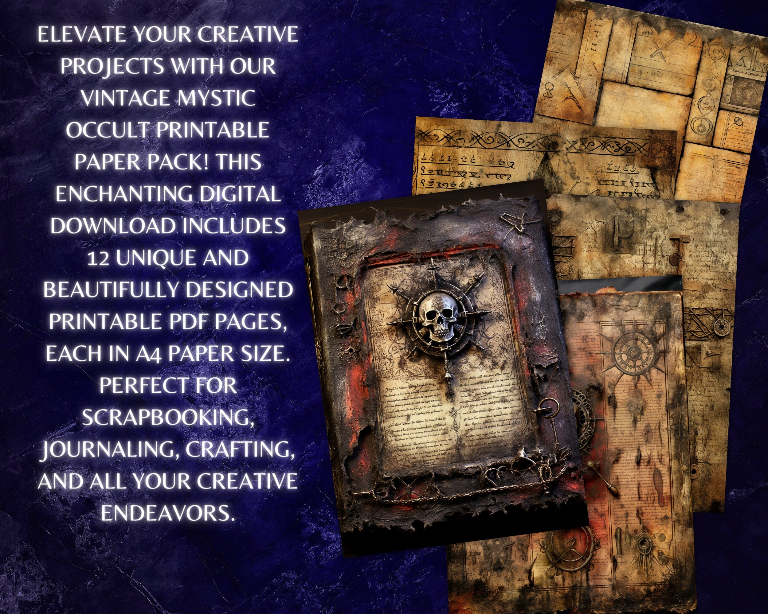 Vintage Mystic Occult Printable Paper Pack 12 Printable PDF Pages ...