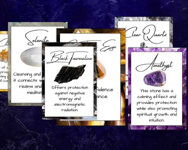 Printable Crystal Meanings Cards ,full Colour Design 3.3x9 Inch Instant ...
