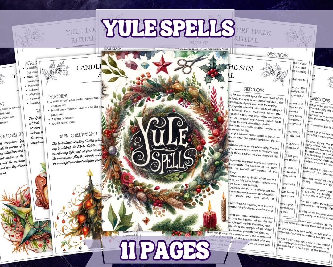 Printable Yule Spells Set 10 Spells A4 Paper Size , Printable Grimoire ...