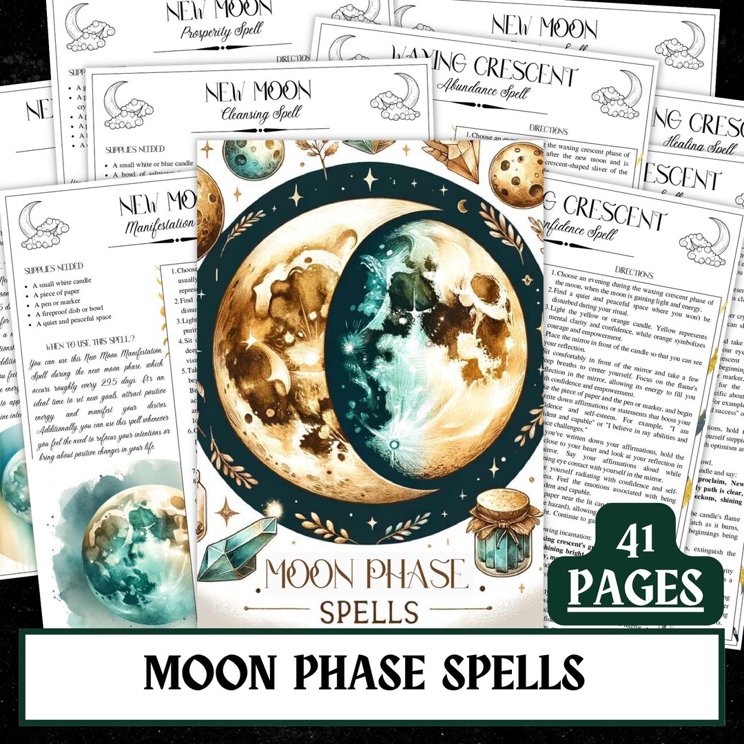 Moon Phase Spells | Grimoire Pages, Lunar Magic (PDF Digital Download ...