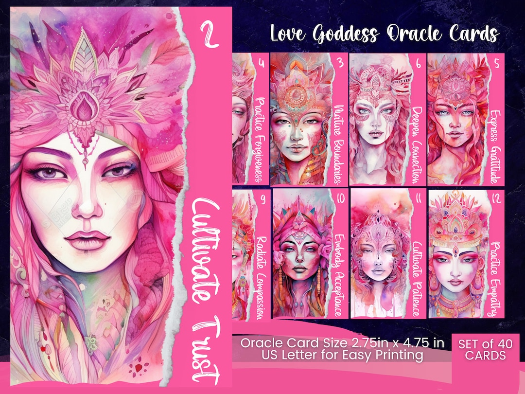 Love Goddess Oracle Cards , 44 Cards , US Letter Size , Instant ...