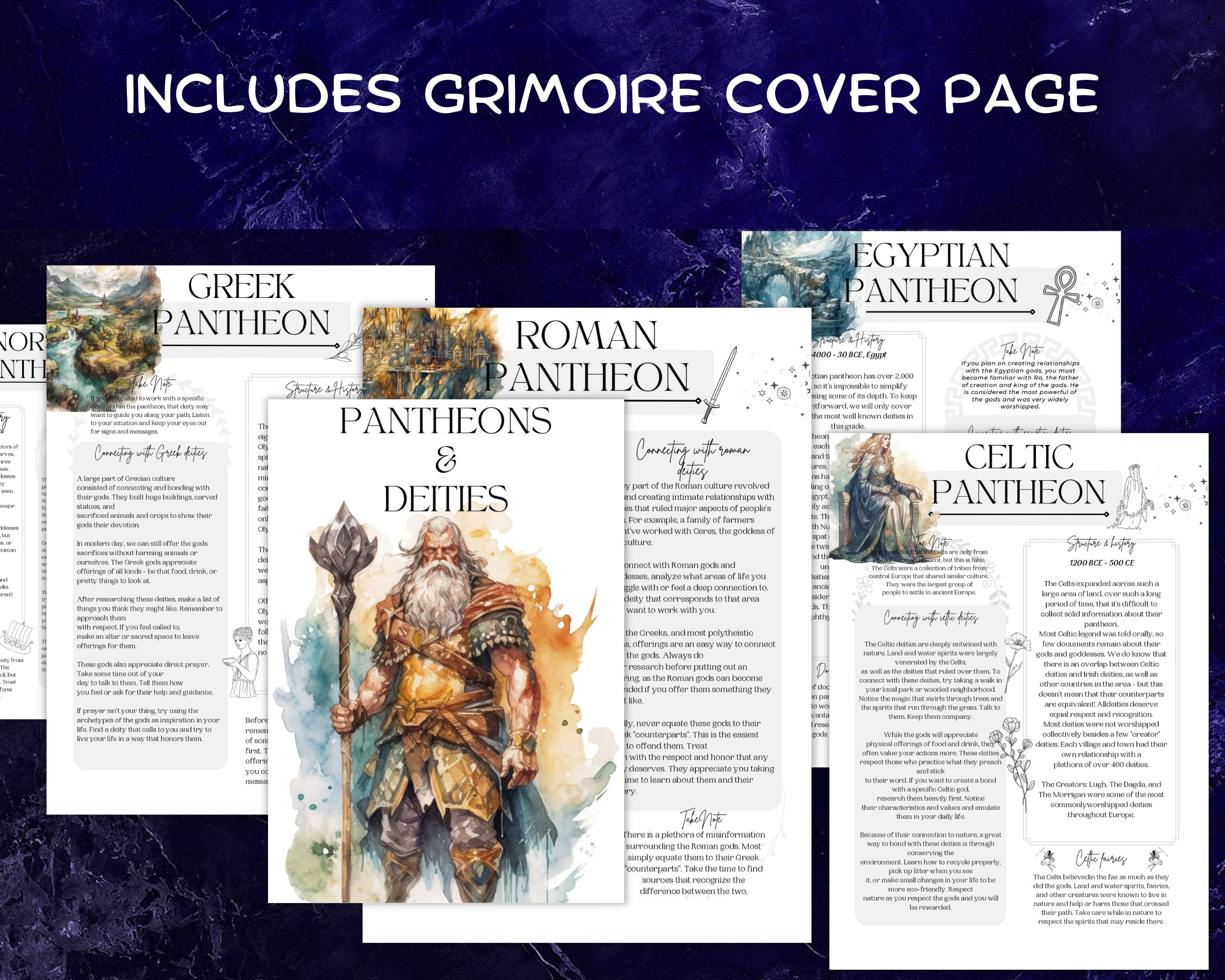 Deities and Pantheons Printable Grimoire Pages Collection Intro to ...