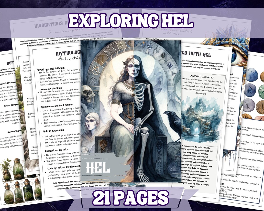 Printable Hel Norse Mythology Grimoire Set , 21 Pages, A4 Size - Norse ...