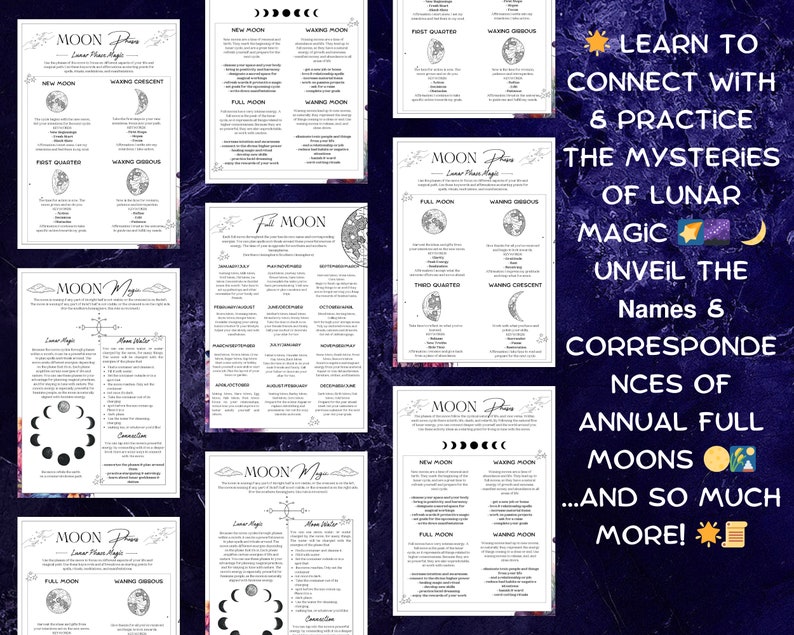 Moon Lunar Magic Printable Grimoire Pages BOS Intro to Witchcraft ...