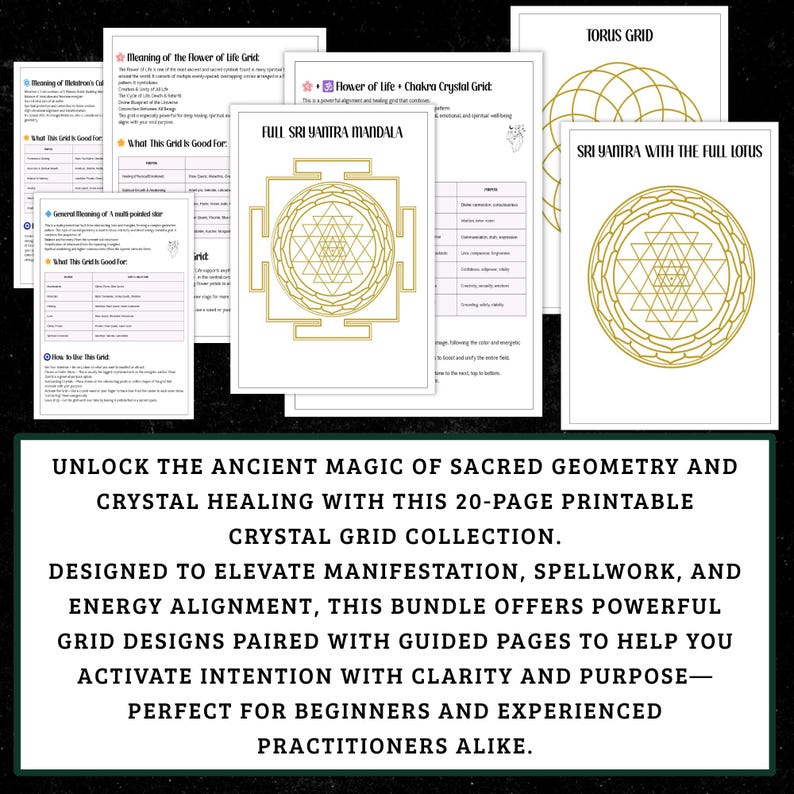 Printable Crystal Grid Set | Sacred Geometry, Manifestation (PDF) - Etsy