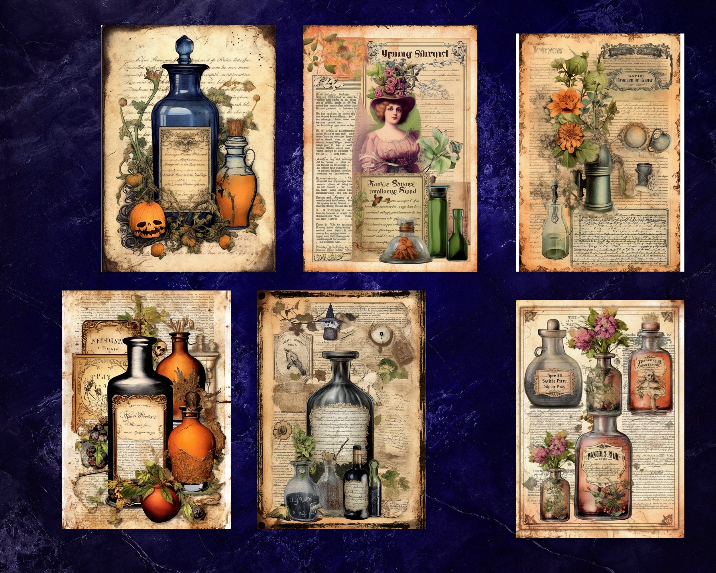 Vintage Potion Theme Printable Paper Pack 12 A4 Size PDF - Etsy