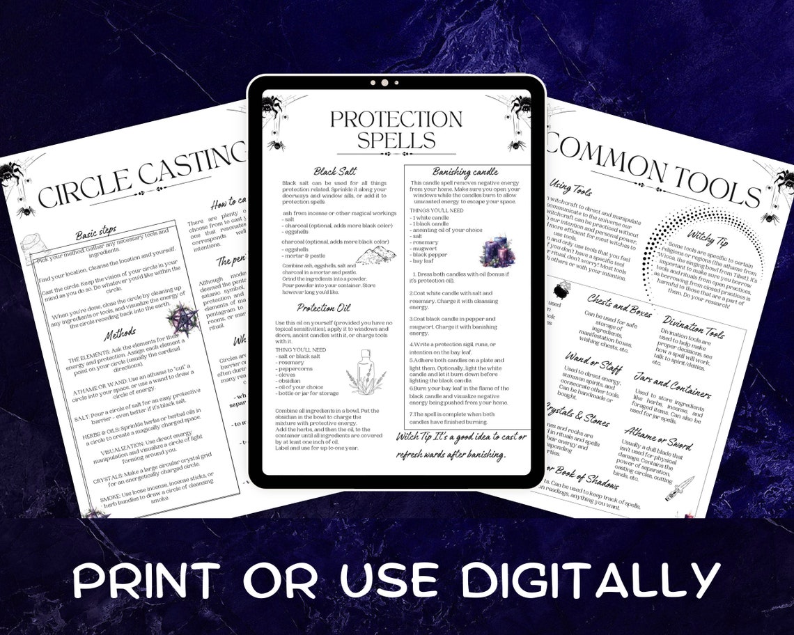 Spell Work the Basics Printable Grimoire Pages BOS Into to Witchcraft ...