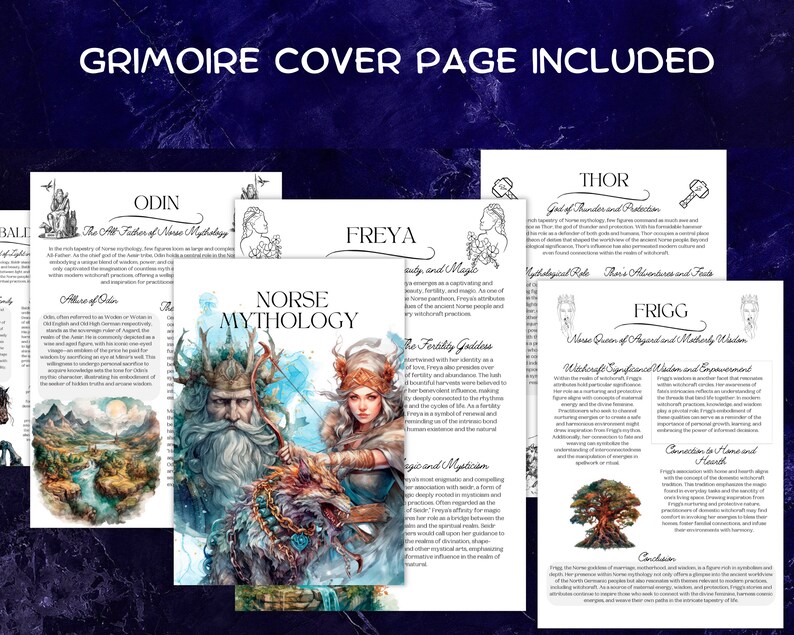 Norse Mythology Guide , Printable Grimoire Pages , Book of Shadow Pages ...
