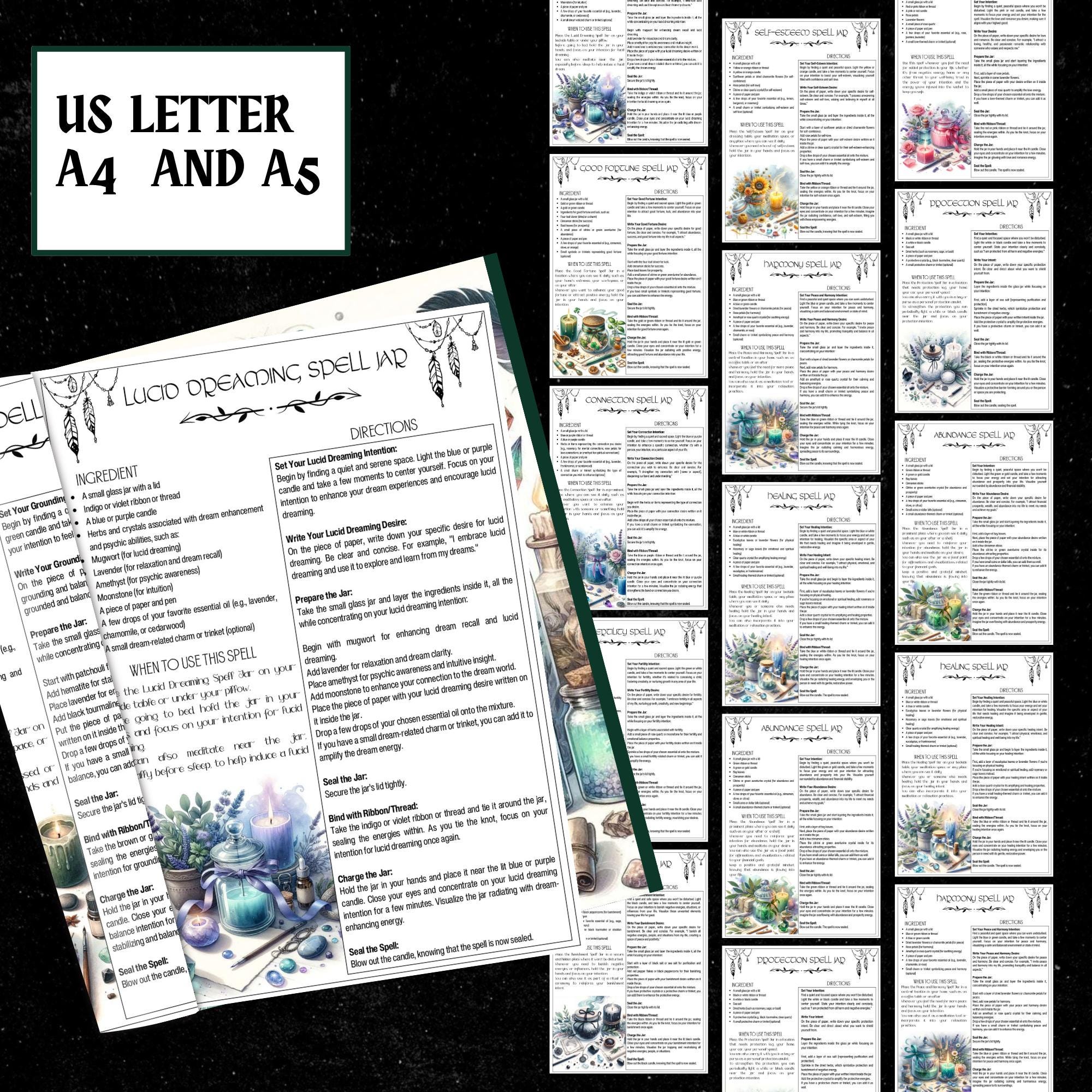 Printable Spell Jar Recipes | Grimoire Pages, Herbal Magic (PDF) - Etsy