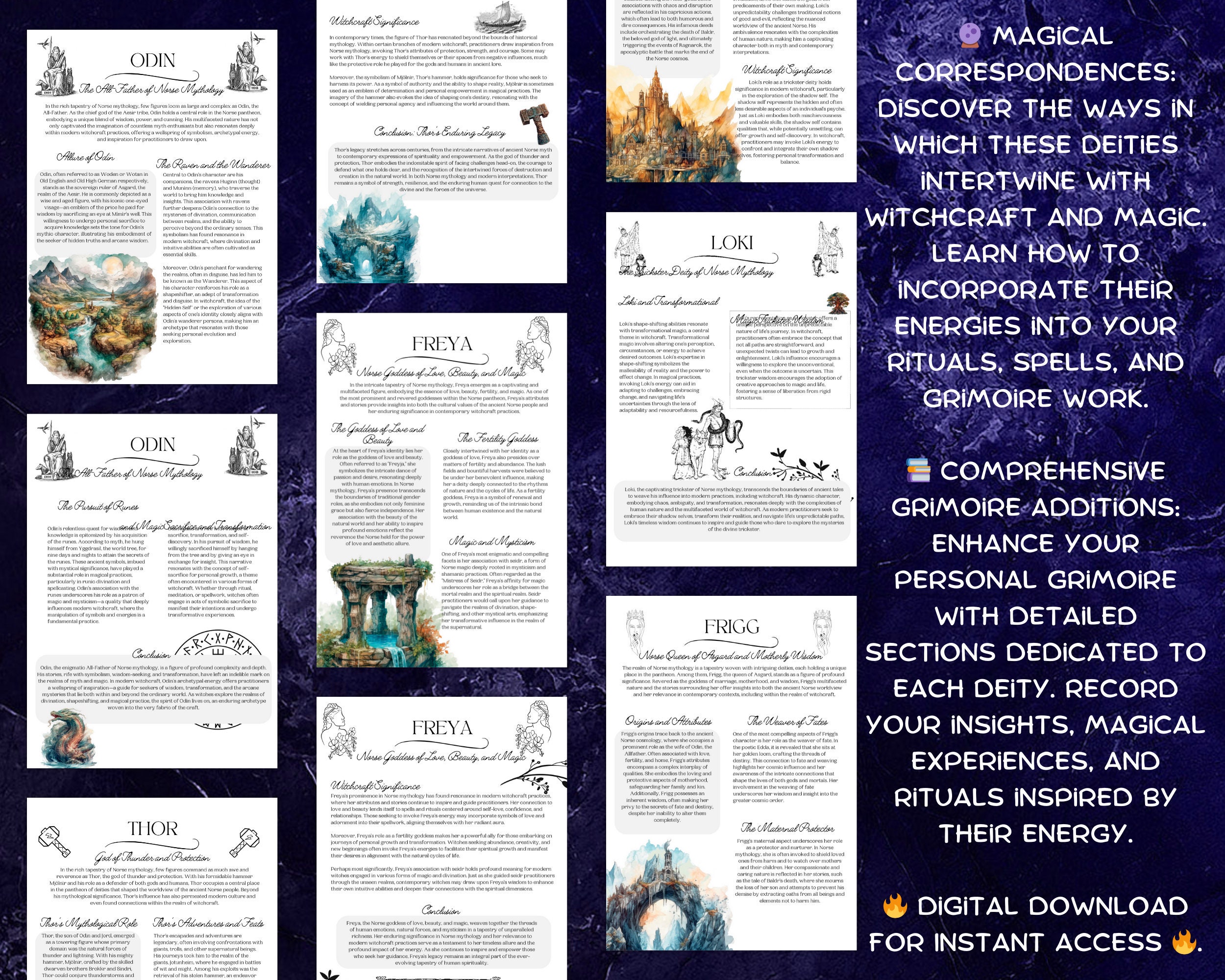 Norse Mythology Guide , Printable Grimoire Pages , Book of Shadow Pages ...
