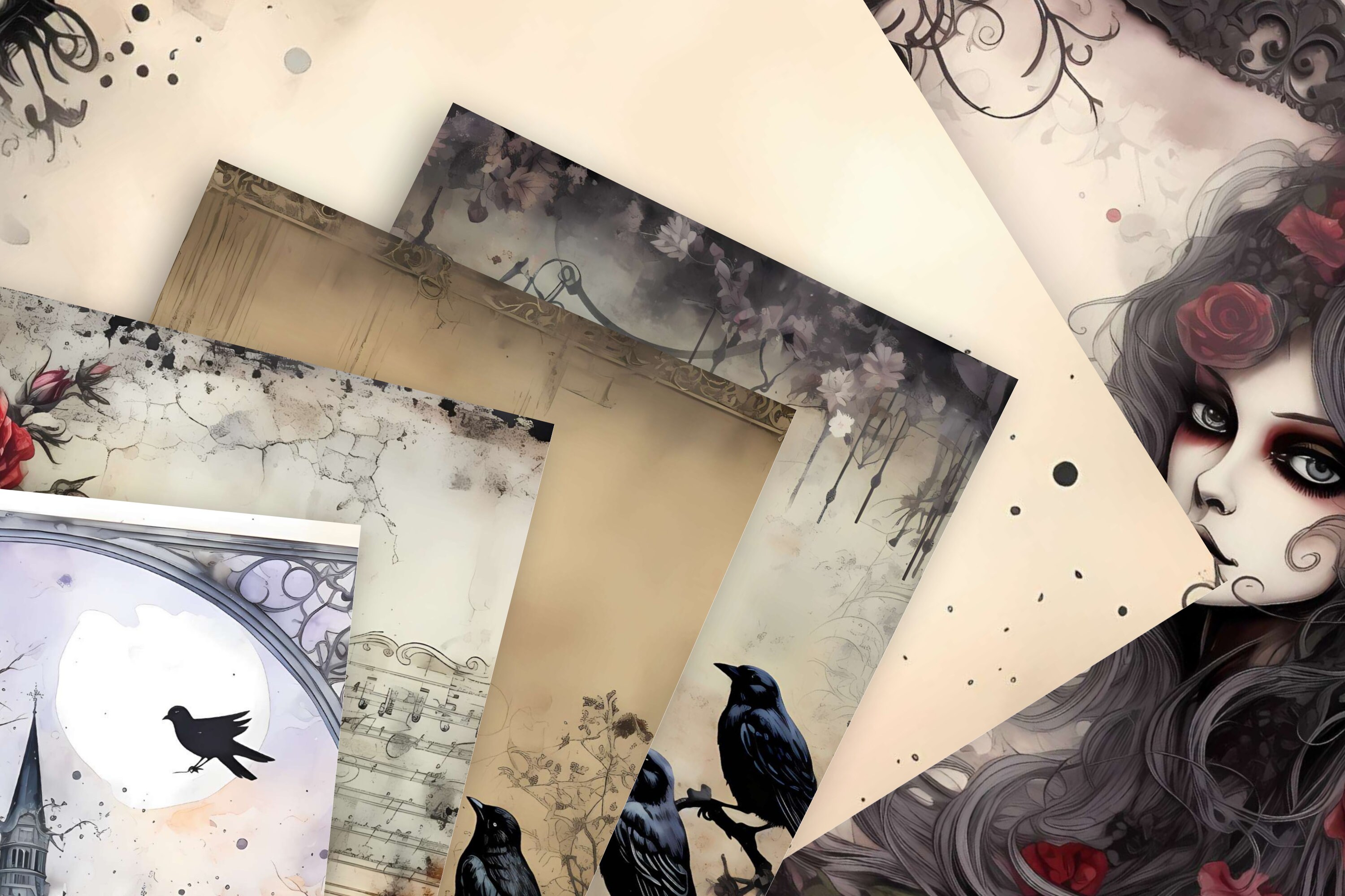 Gothic Theme Printable Paper Pack 12 PDF Pages A4 Size , Digital ...
