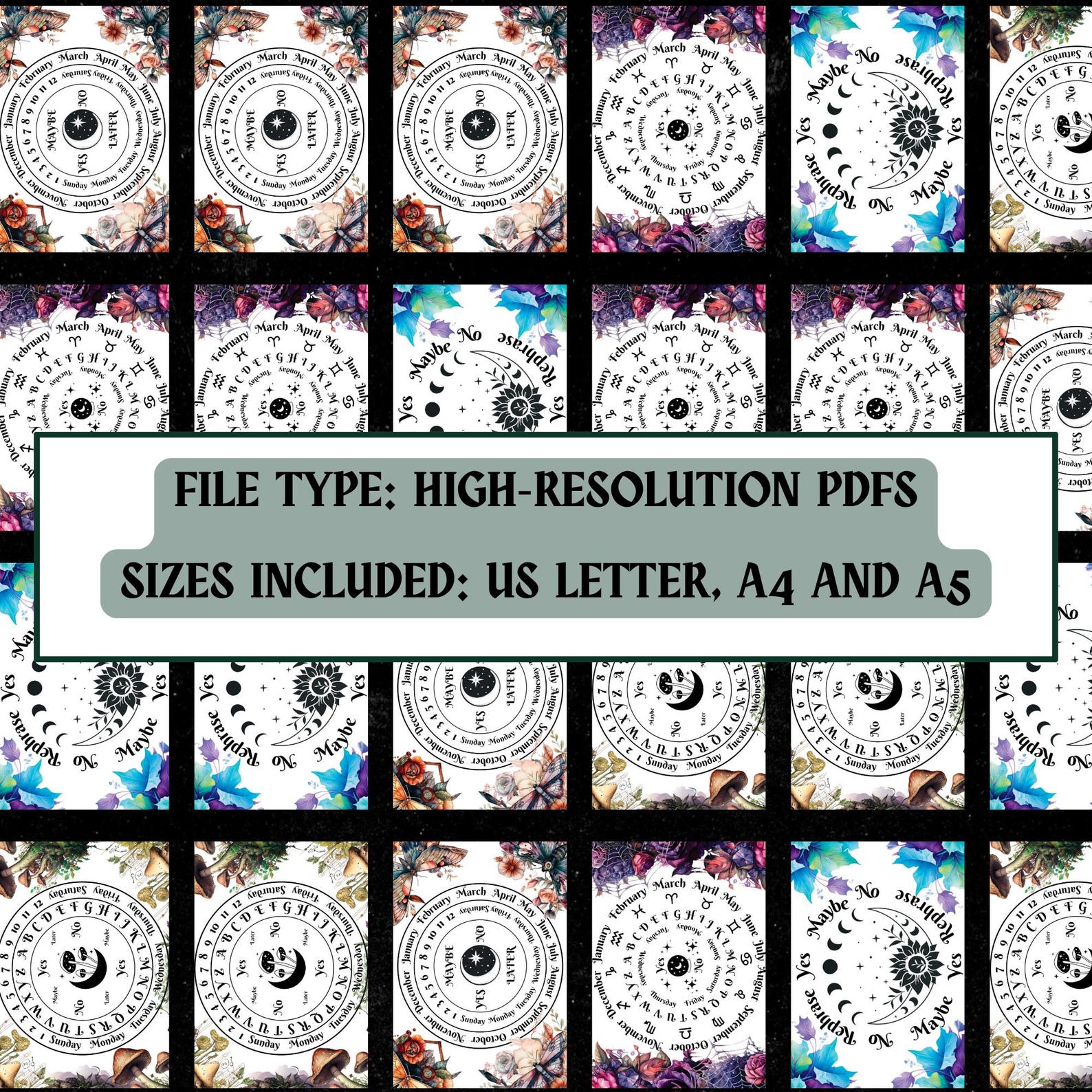 Printable Pendulum Boards | 4 Divination Designs (digital Download PDF ...
