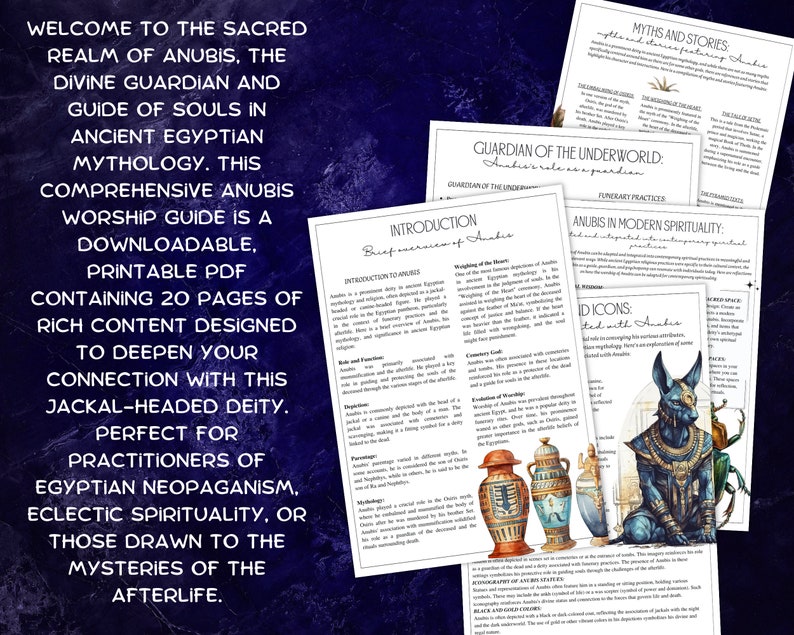 Anubis Worship Guide Printable PDF 20 Pages A4 Size , Printable Grimoire and Book of Shadow ...