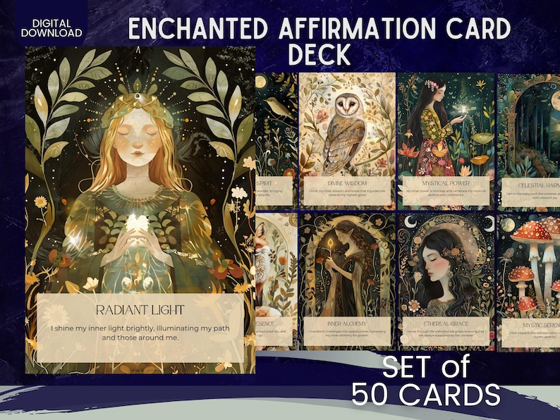 Printable Enchanted Forest Affirmation Cards | 50 Cards | Woodland ...
