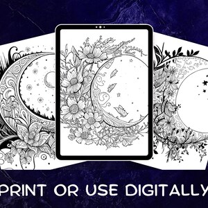 Celestial Moon Coloring Pages Printable - Set of 20 Lunar Coloring ...