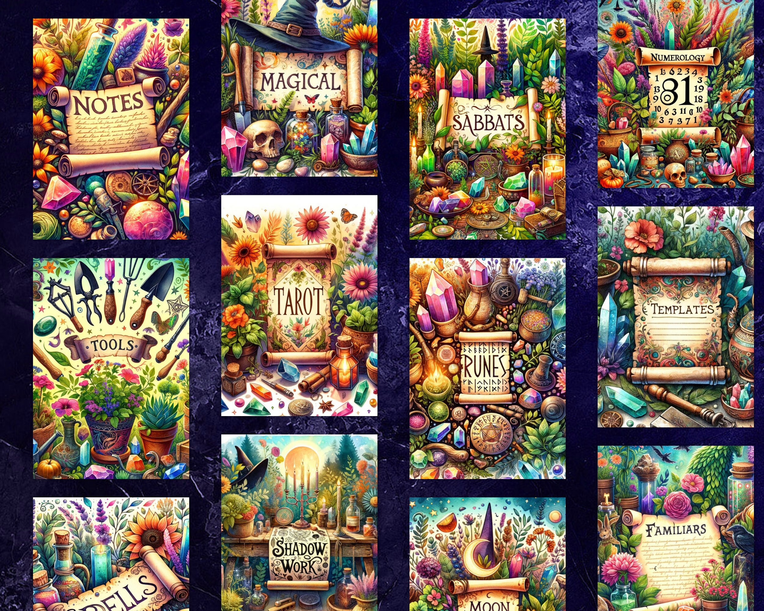 Printable Garden Witch Theme Grimoire Divider Pages Complete Set of 31 ...