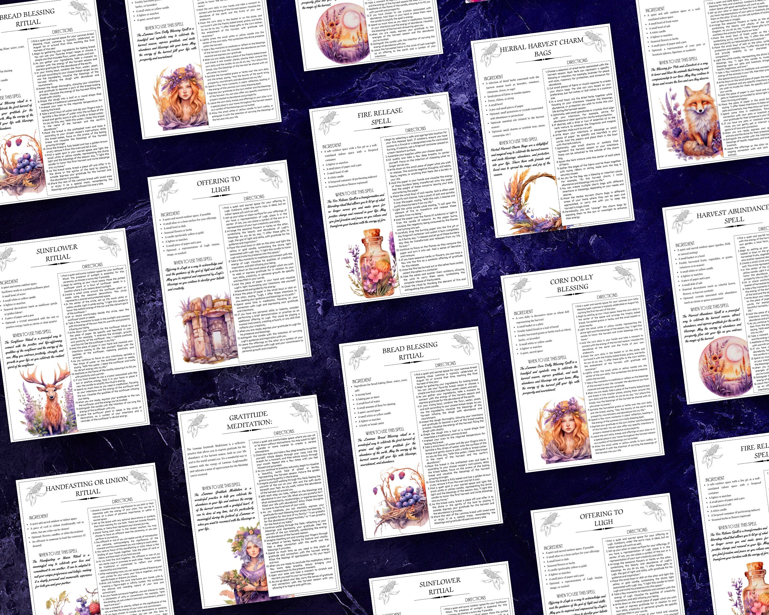Printable Lammas Spell Set 10 Spells A4 Paper Size , Printable Grimoire ...