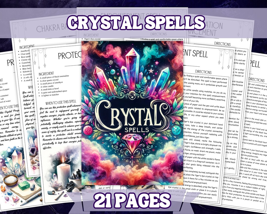Printable Crystal Spells Set 20 Spells , A4 Size Digital Download ...