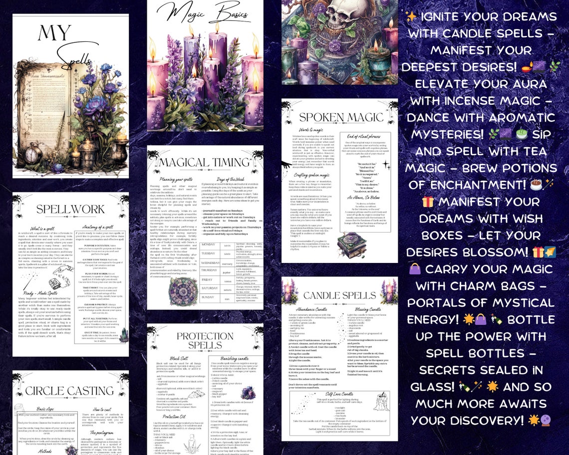 Spell Work the Basics Printable Grimoire Pages BOS Into to Witchcraft ...