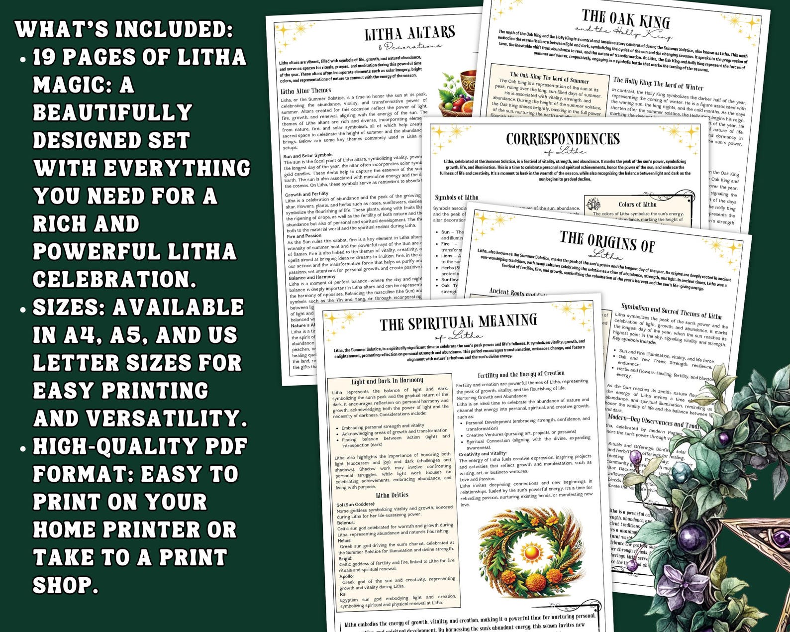 Litha Sabbat Guide Printable | Summer Solstice Rituals, Spells (PDF) - Etsy